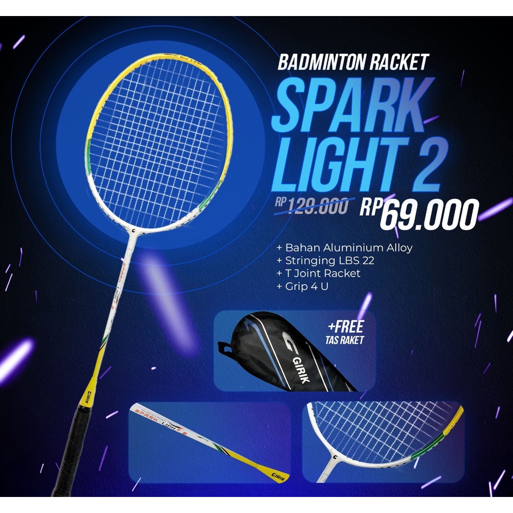 Jual Raket Badminton GIRIK - Spark Light Original Yellow - 1 Pc free ...