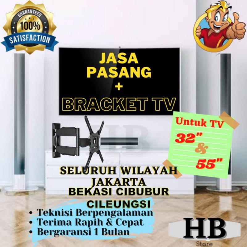 Jual jasa pasang bracket LED tv plus bracket nb P4 North Bayou | Shopee ...