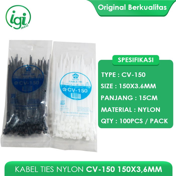 Jual KABEL TIES NYLON 150X3.6MM 15CM / KABEL TIS TIE CV150S 150 X 3.6 ...