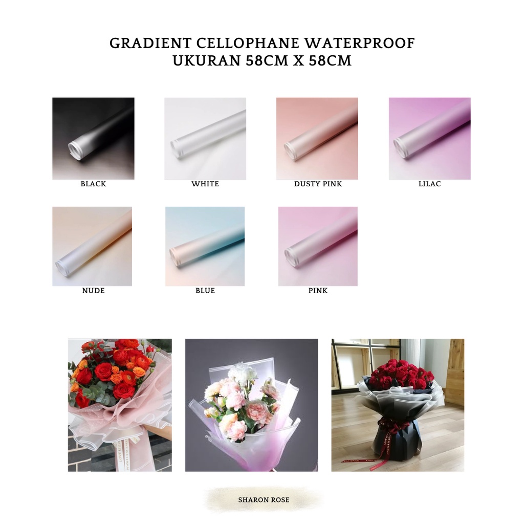 Jual GRADIENT CELLOPHANE FLOWER WRAPPING WATERPROOF / KERTAS BUKET ...