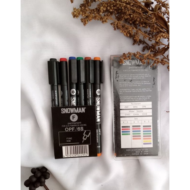 Jual Snowman Spidol OPM 6S F Set / Permanent OHP Marker Using OPM 6S F ...