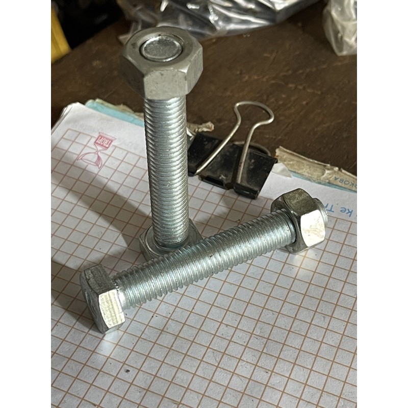 Jual BMP M12 x 75 P1.75 BAUT MUR BESI PUTIH GALVANIS KUNCI 19 PJG 7.5 CM DRAT KASAR 1.75 HEXAGON ...