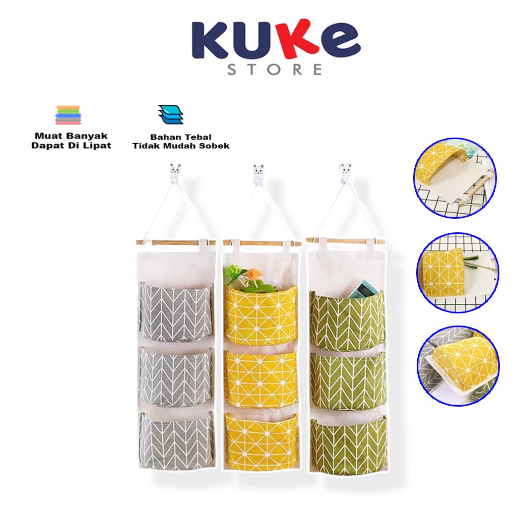 Jual kuke Pouch Gantung 3 Sekat Storage Bag Organizer / Rak Gantung ...