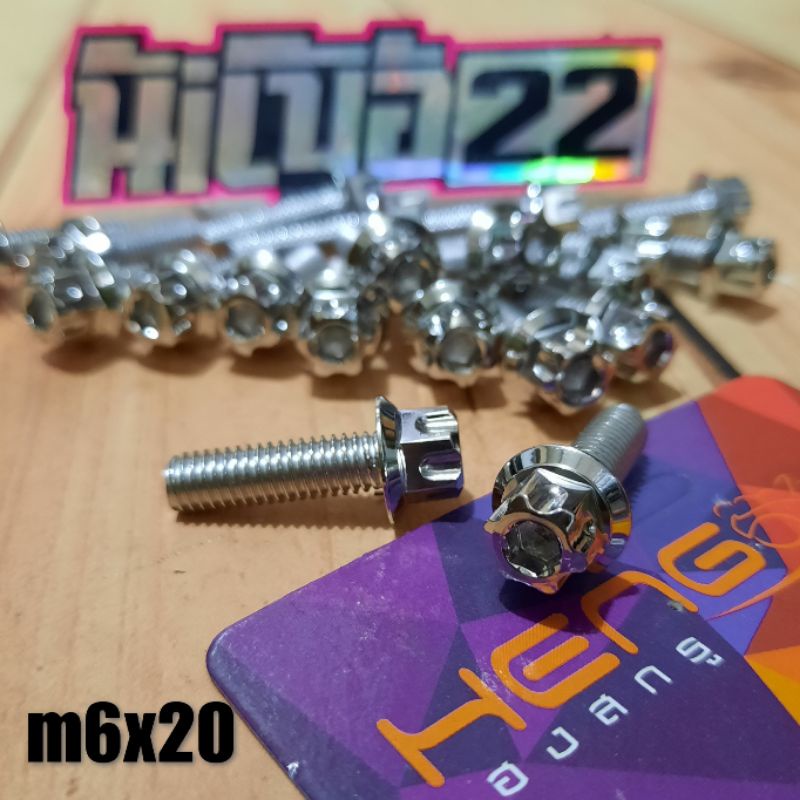Jual baut 10 probolt 6x20 stainless model GS1 ( gear 2 kunci) by heng thailand drat 10 panjang ...