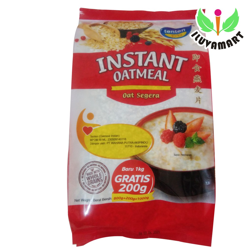 Jual Tenten Instant Oatmeal 1kg Whole Grains Haver instan / Havermut ...