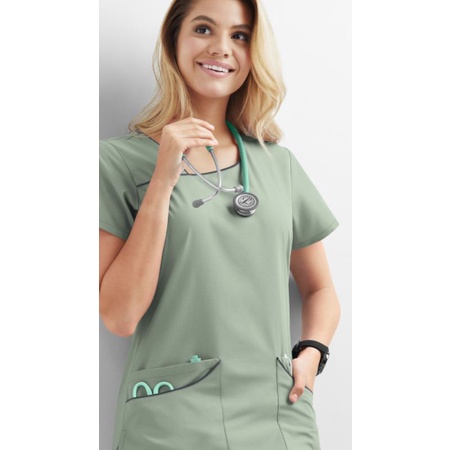 Jual seragam perawat, 1 set baju dan celana seragam v nek scrub Lis ...