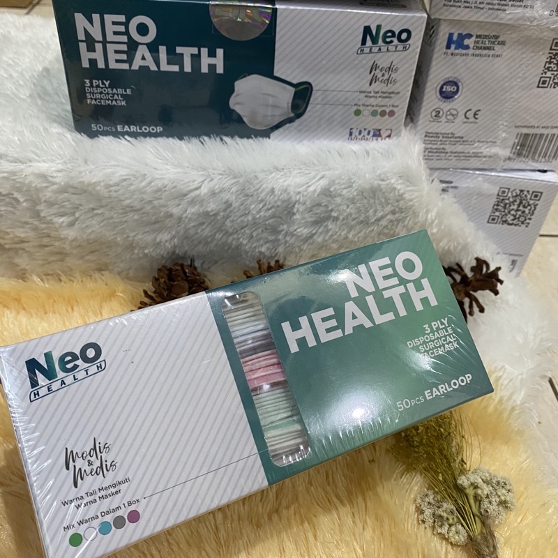 Jual MASKER MEDIS 3PLY NEO HEALTH EARLOOP ISI 50 PCS WARNA MIX | Shopee ...