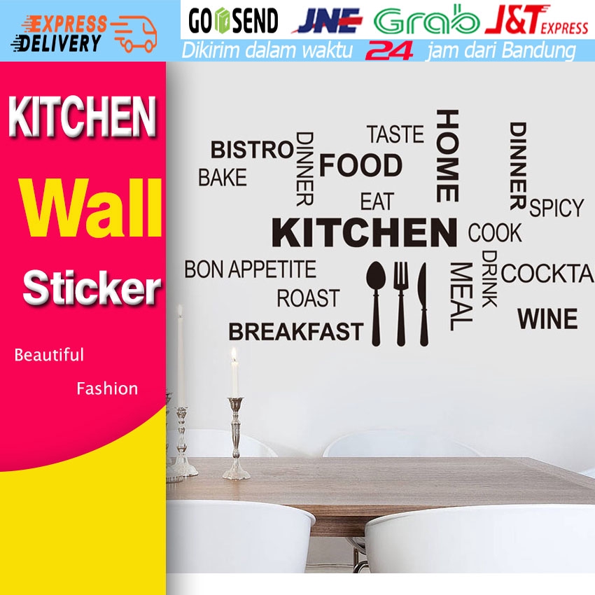 Jual Amazon Hot Stiker Dapur 60*30 CM Wall Sticker Pola Pisau dan Garpu ...
