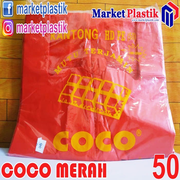 Jual Kantong Plastik/Kantong Kresek/HD/Coco Merah 50 1000gram | Shopee ...
