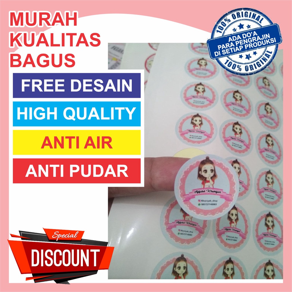 Jual Sticker Label persegi atau bulat kemasan produk custom Cetak Murah ...