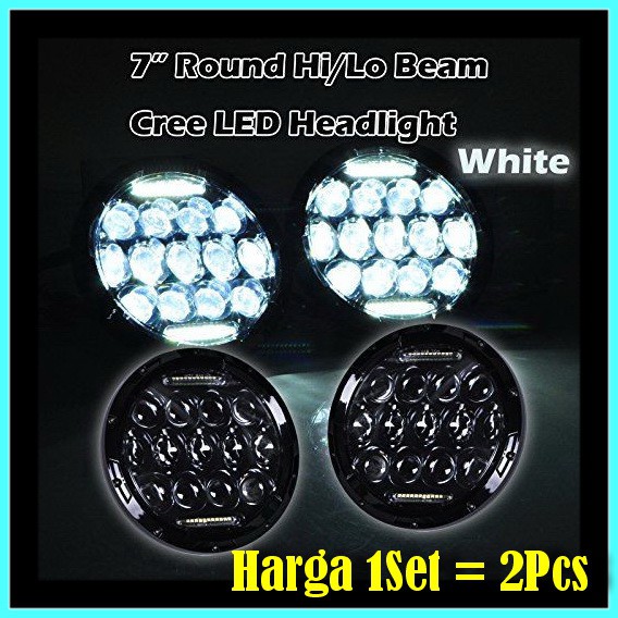 Jual Lampu 75W LED Headlamp Jeep Wrangler Jimny FJ40 Trooper Taft GT ...