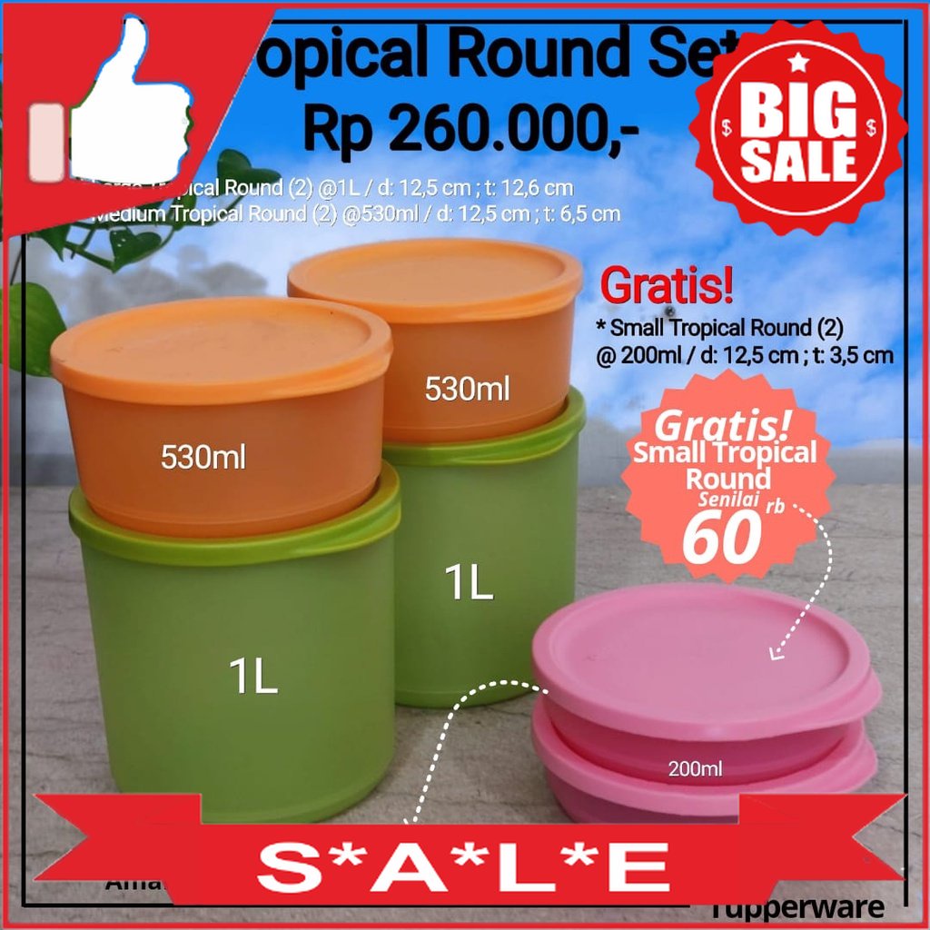 Jual Tupperware Tropical Round Set 6pcs Tupperware Original | Shopee ...