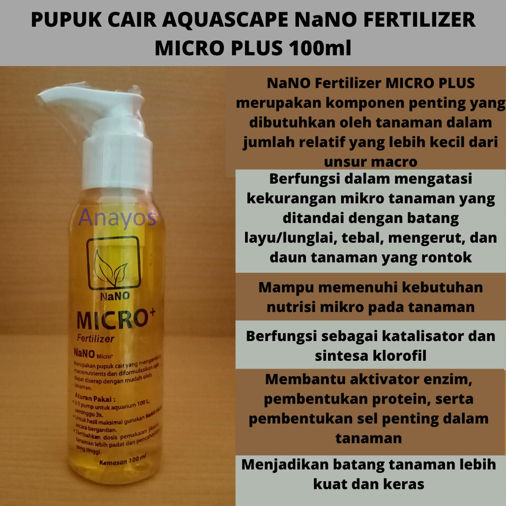 Jual Pupuk Cair Aquascape NaNO Fertilizer MICRO MIKRO PLUS 100 ml ...