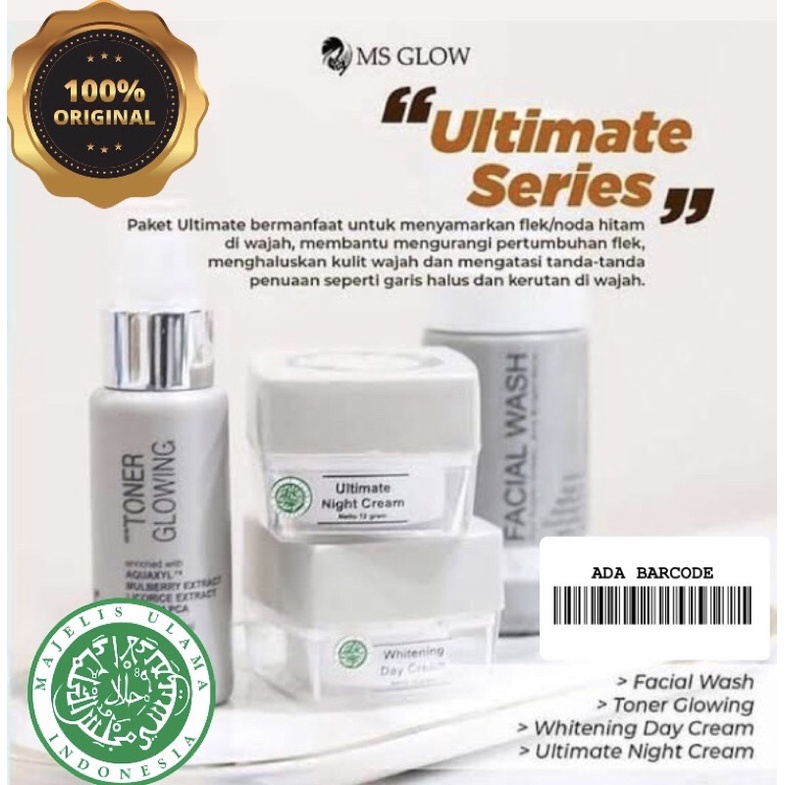 Jual paket msglow ulimate series paket wajah flek anti aging paket ms glow ada barcode | Shopee ...