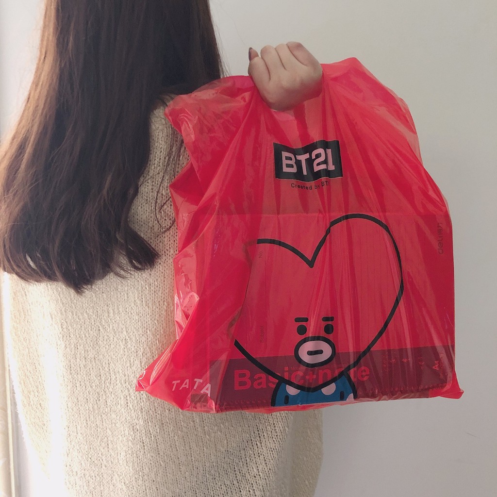 Jual OFFICIAL KPOP BTS BT21 Tas Tote Kantong Bahan Plastik Tata Cooky ...