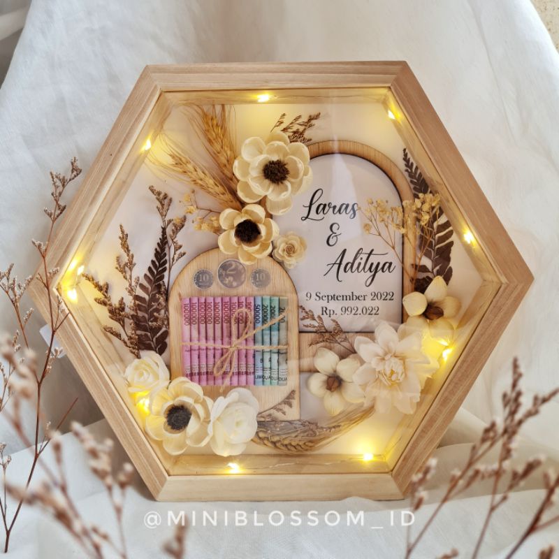 Jual MAGNOLIA Frame Mahar Hexagon / Bingkai Mahar Pernikahan/ Pigura Mahar | Shopee Indonesia