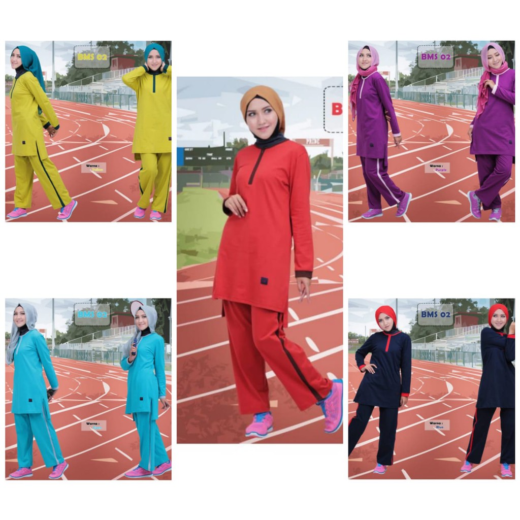 Jual Setelan Kaos Olahraga Wanita Muslimah Kekinian Setelan Sport Gowes ...