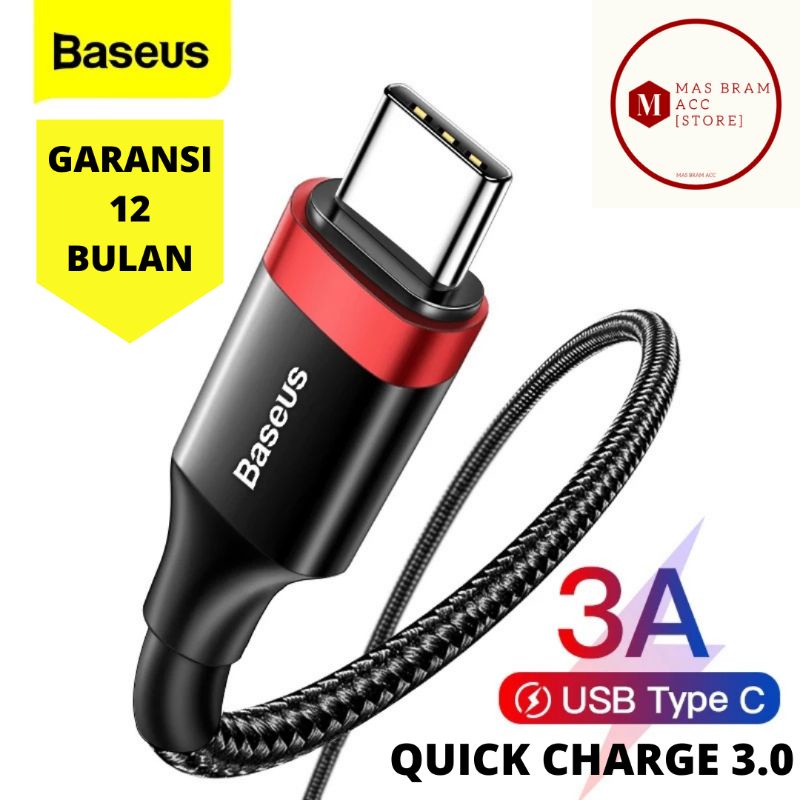 Jual KABEL CAS BASEUS type C 3Ampere Quick Charge 1Meter & 2Meter ...