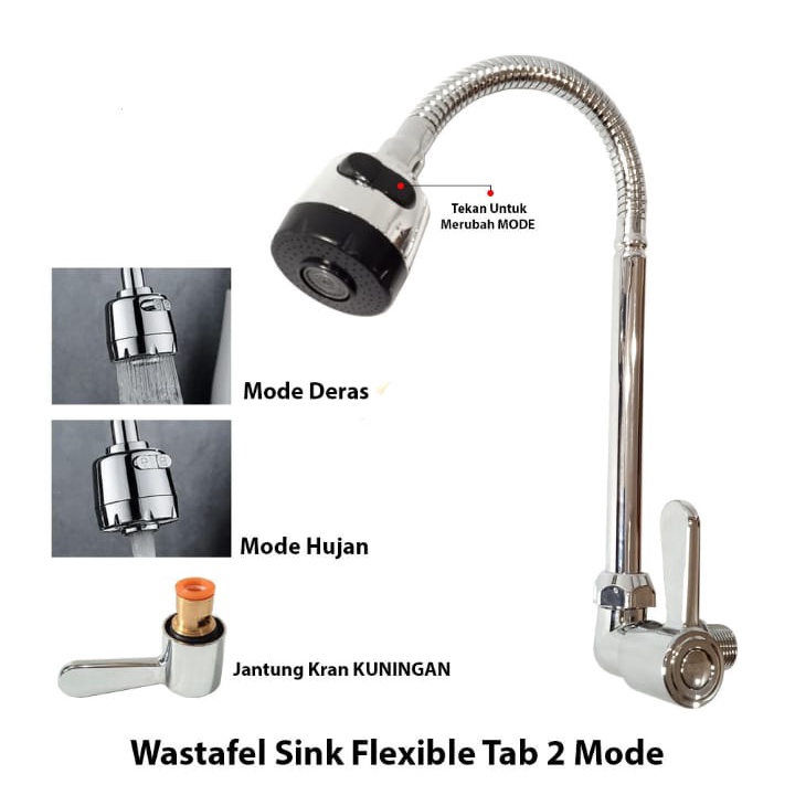 Jual Kran Air Angsa Tembok Fleksibel Kepala Besar 2 Fungsi Pancuran air ...
