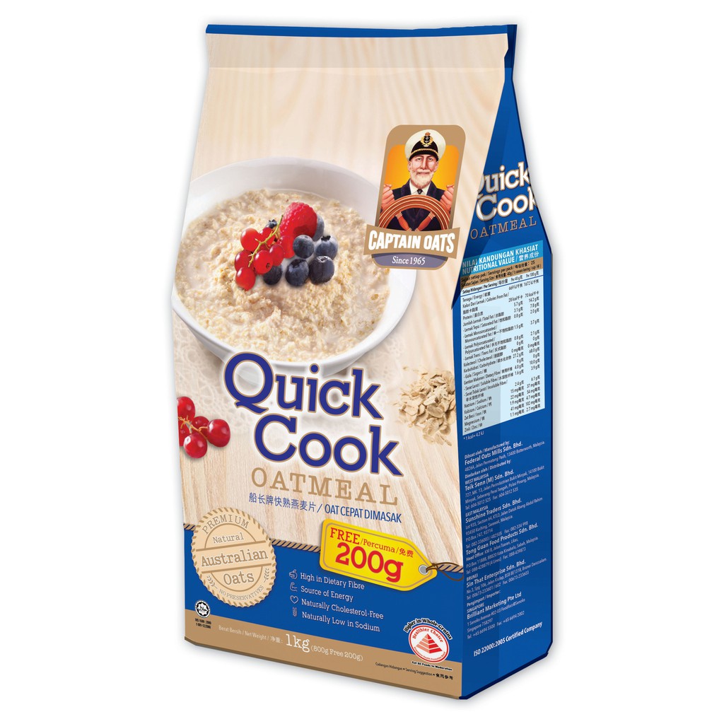 Jual Captain Oats Quick Cook Oatmeal 800gr | Shopee Indonesia
