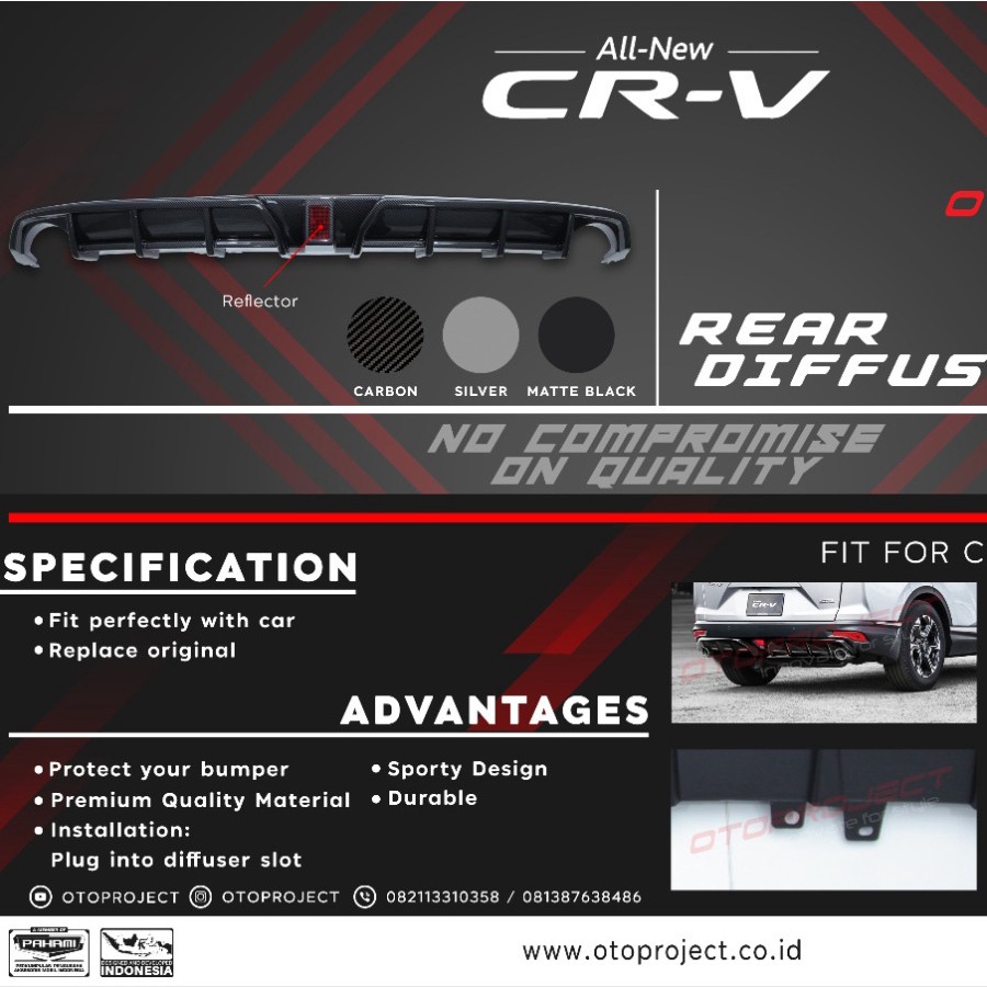 Jual Rear Diffuser bumper All New CRV Turbo Carbon Otoproject injection ...