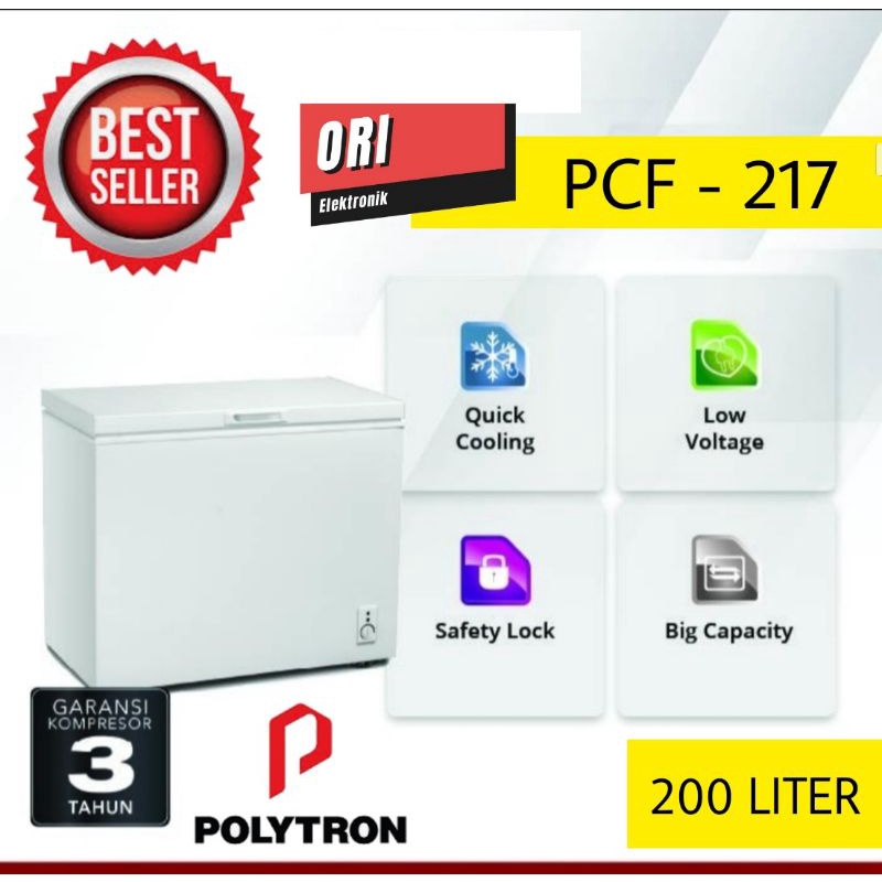 Jual POLYTRON CHEST FREEZER/FREESER BOX 200L PCF-218 | Shopee Indonesia