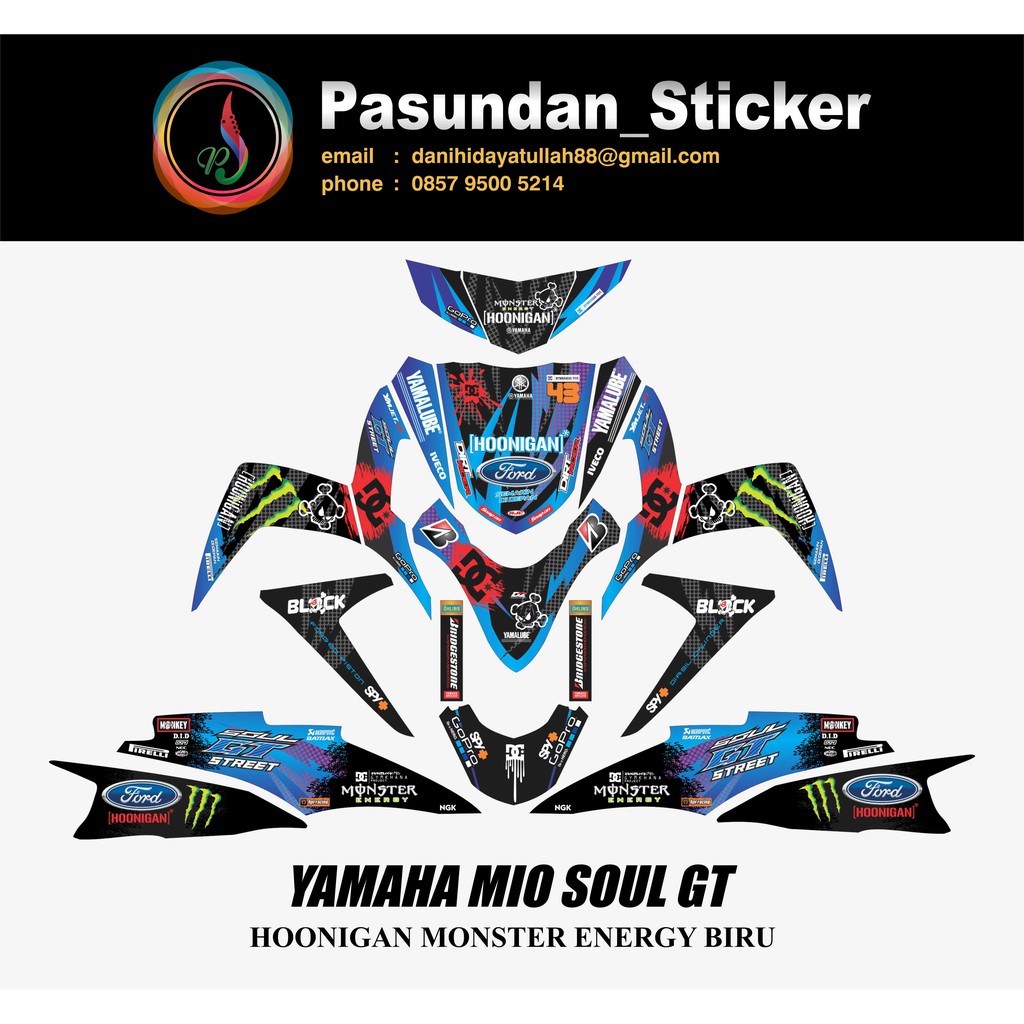 Jual YAMAHA MIO SOUL GT HOONIGAN MONSTER ENERGY BIRU | Shopee Indonesia