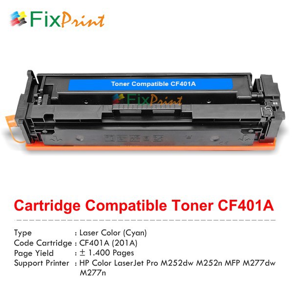 Jual Cartridge Toner Compatible HP CF401A 201A Cyan, Printer HP Color ...