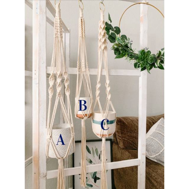 Jual macrame pot gantung / macrame plant hanger (POT 005) | Shopee ...