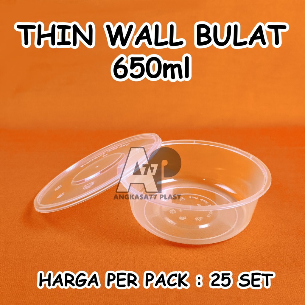 Jual Thinwall Bulat 650ml / Food Container Bowl 650ml /kotak makan ...