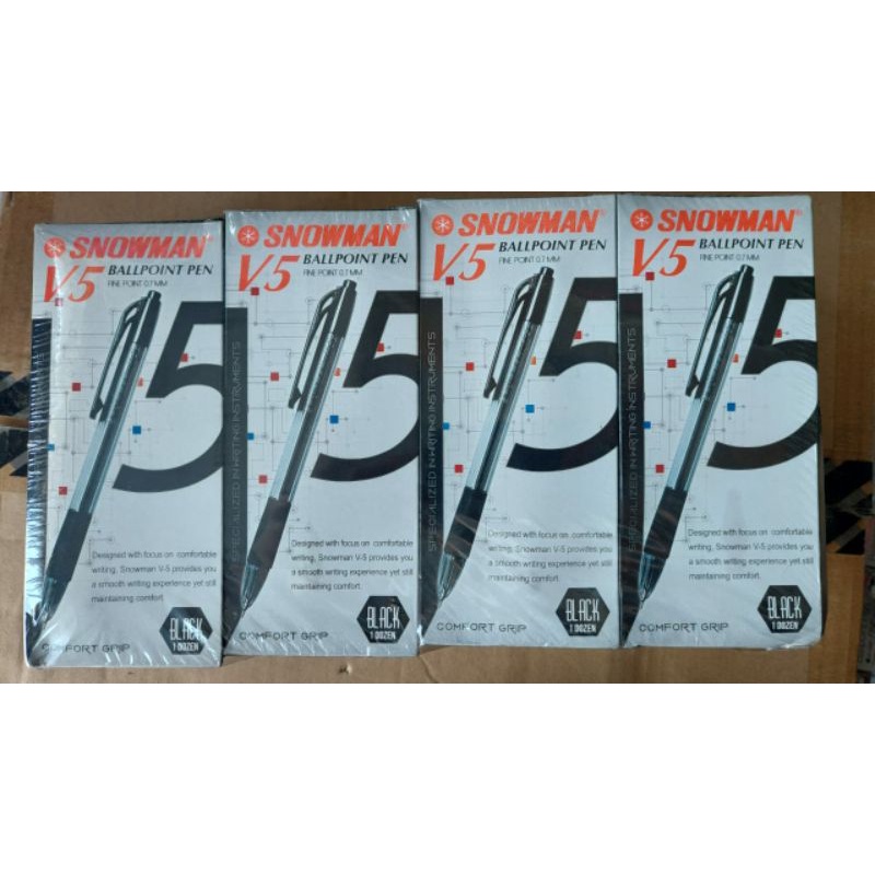 Jual PULPEN SNOWMAN V-5 HITAM BIRU (PER BOX 1 LUSIN) / PULPEN SNOWMAM V5 / BOLPEN / BALLPOINT ...