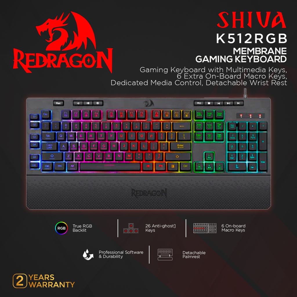 Jual Redragon Membrane Gaming Keyboard RGB SHIVA - K512RGB | Shopee ...