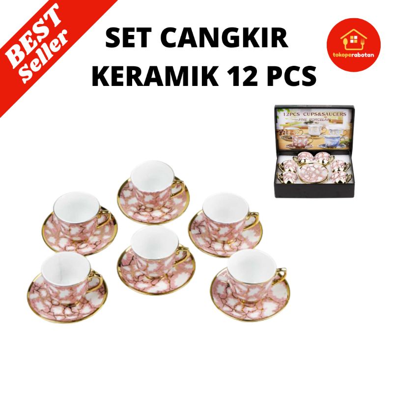 Jual SUNFILI Set Cangkir Keramik Set 6 in 1 European Style 6 Cangkir ...