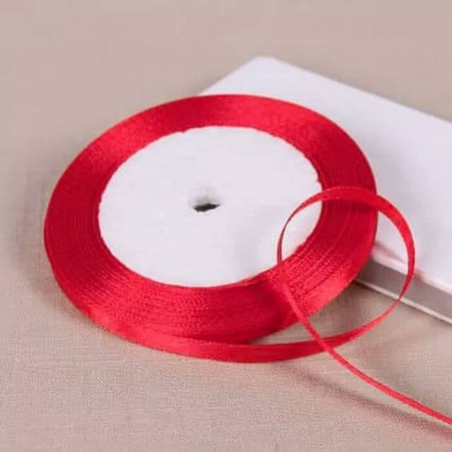 Jual Pita satin merah hati 0.5 cm/ kain / ribbon saten / benang jahit ...