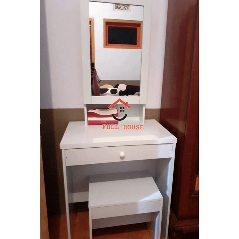 Jual meja rias meja toilet minimalis white dengan cermin geser tempat ...