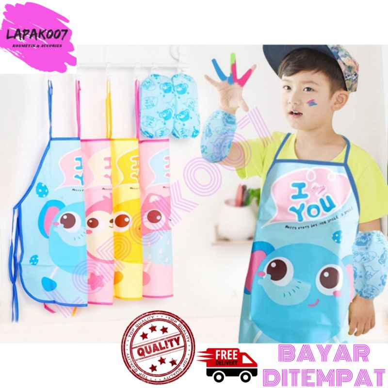 Jual Apron Sarung Tangan 2in Pelindung Baju Anak Dari Noda Saat ...