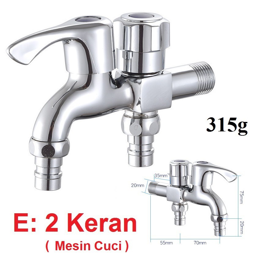 Jual Kran Cabang Engkol Keran Shower Cabang 2 Kran Double Kamar Mandi 2 Way 2 Keran Tembok Wall ...
