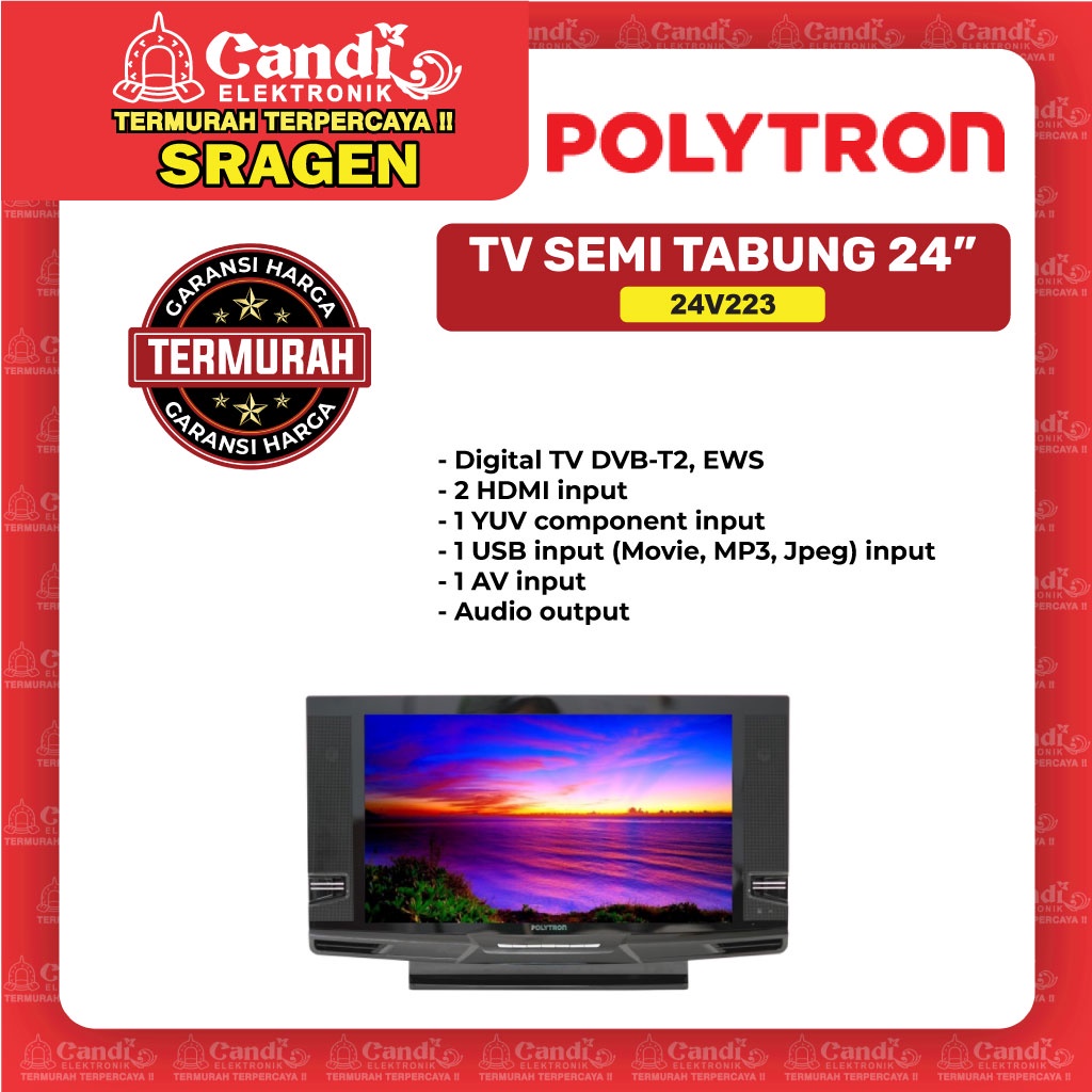 Jual POLYTRON Tv Led Semi Tabung 24" Digital - 24V223 | Shopee Indonesia