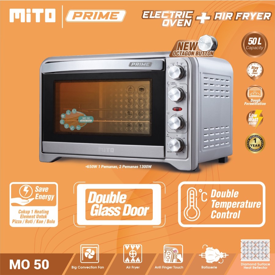 Jual Oven Listrik dan Air Fryer Jumbo Mito MO 50 Prime 2 in 1 | Shopee ...