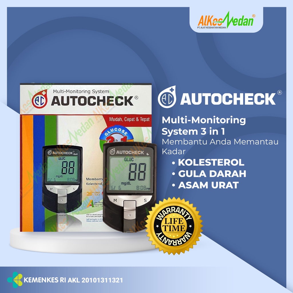 Jual ( COD ) AUTOCHECK 3 IN 1 MESIN ALAT CEK GULA DARAH KOLESTROL ASAM ...