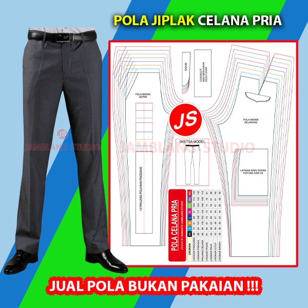 Jual Pola Jiplak Celana Pria 8 in 1 [ Pola Baju Jamblang Studio ] | Shopee Indonesia