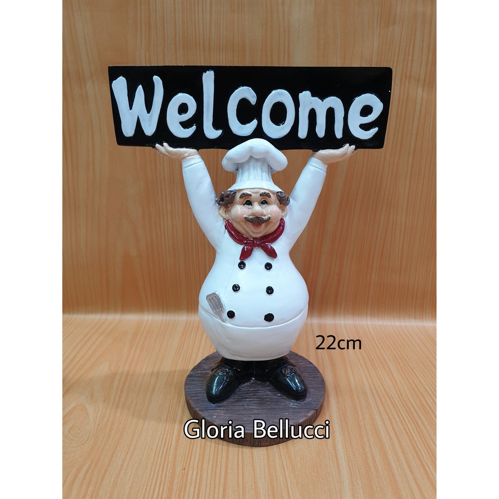 Jual patung pajangan koki welcome chef pelayan cafe bakery dekorasi ...