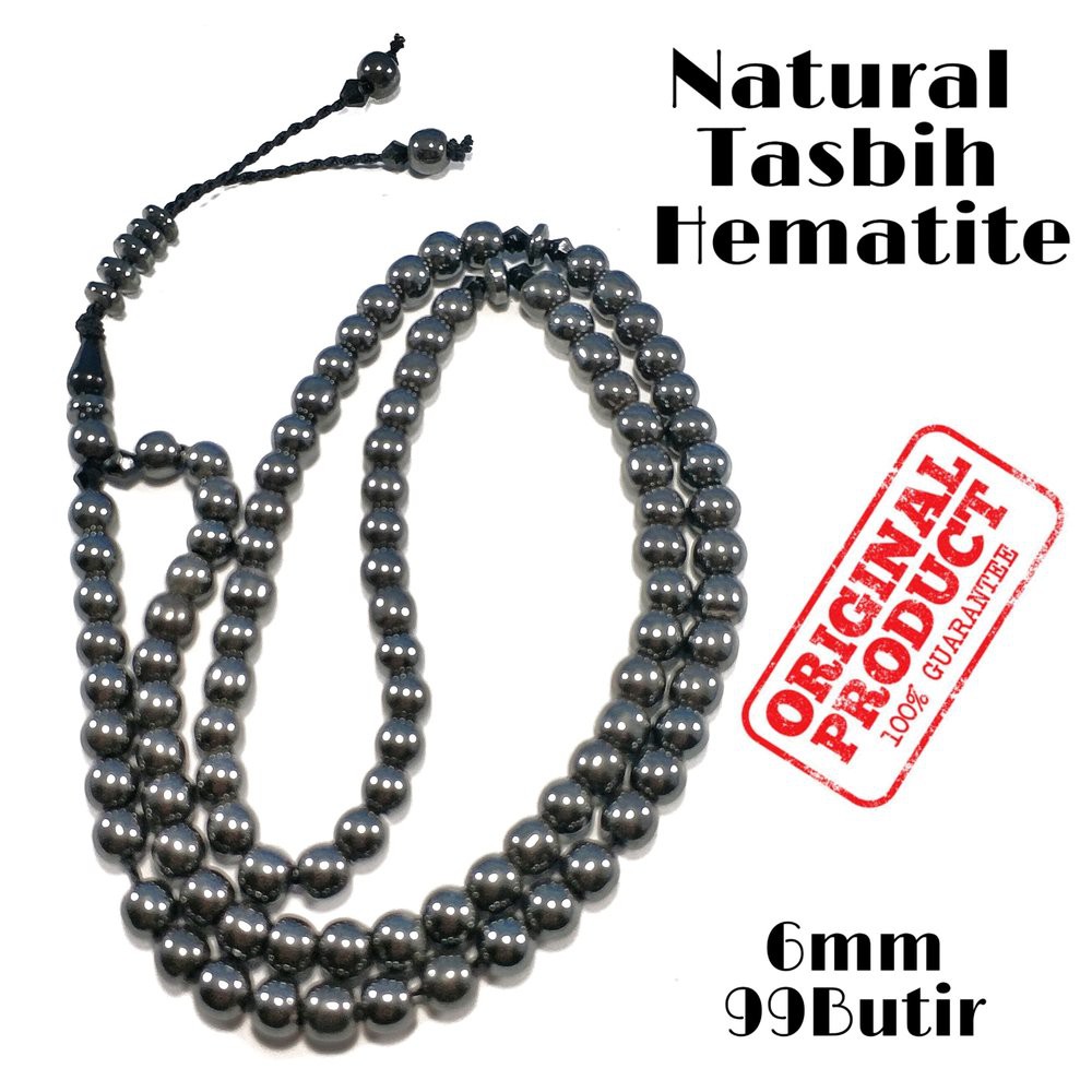 Jual TASBIH NATURAL HEMATITE BADAR BESI 6MM MODEL BULAT 99BUTIR DIJAMIN ...