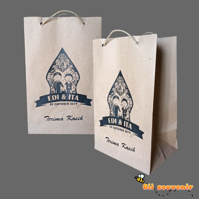 Jual PAPER BAG CUSTOM COKLAT UKURAN 11X15X23,5, TAS KERTAS SABLON ...