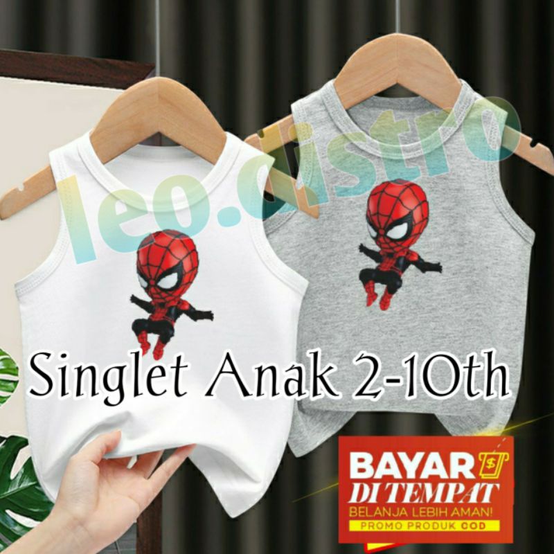 Jual SINGLET ANAK COTTON COMBED SPIDERMAN BAJU SINGLET ANAK USIA 2-10TH ...