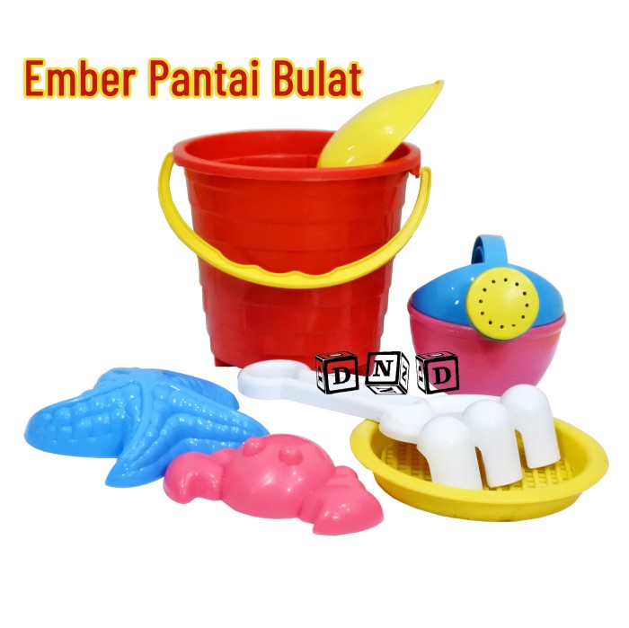 Jual Mainan Ember Skop Pasir Pantai Bulat Beach Toy Tool Isi 7 | Shopee Indonesia
