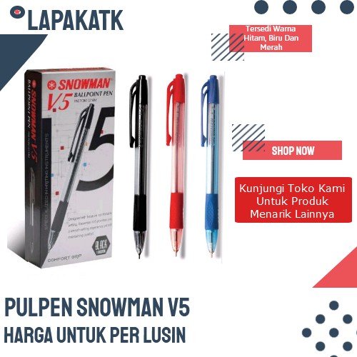Jual Pulpen/ ballpoint/Pen snowman V5 (1 PAK) ++++ | Shopee Indonesia