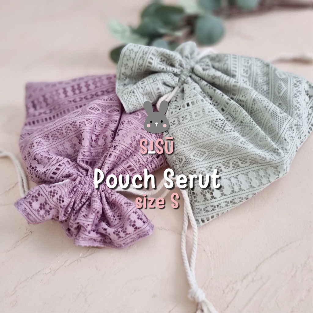 Jual Pouch Serut Pouch Satin Lace Kantong String Drawstring Pouch ...
