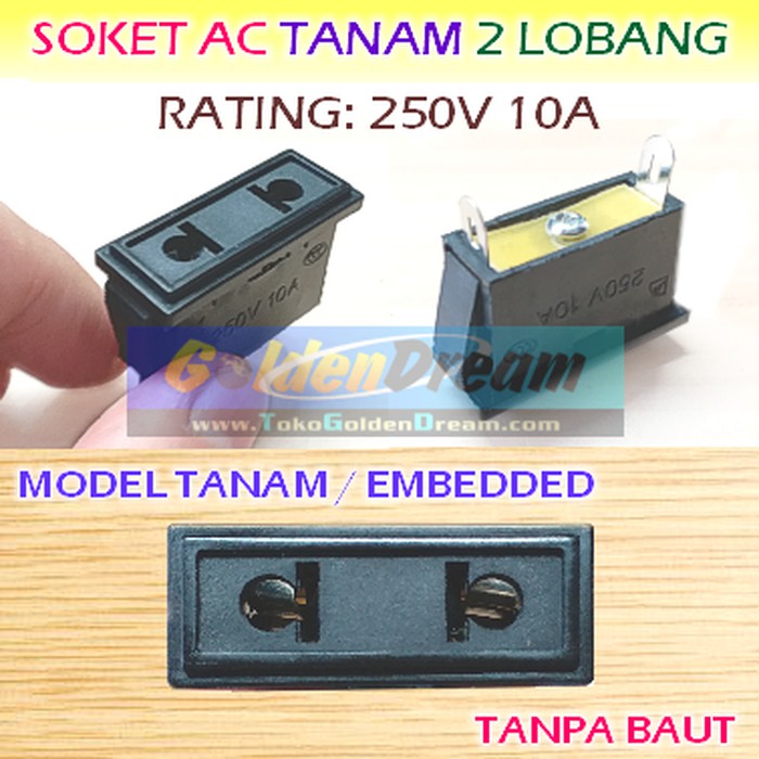 Jual Soket AC Tanam 2 Lobang Embedded Steker Kontra Contra Power Outlet ...