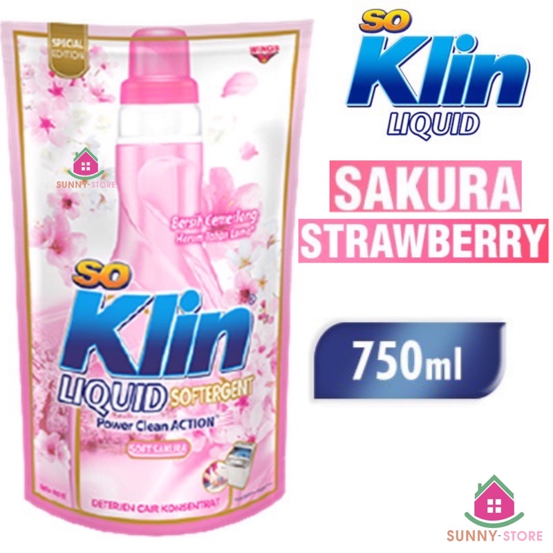 Jual SOKLIN LIQUID Deterjen Cair Softergent Sakura Strawberry White Violet 750ML - SO KLIN ...